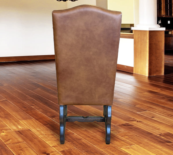 Custom Leather Dining Room Chair in Monoco Honey & Aztec - Our Stuff