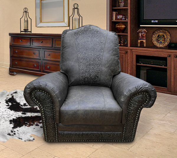 Custom Republic Rocker Swivel Recliner With Cowboy Tool Accent - Our Stuff